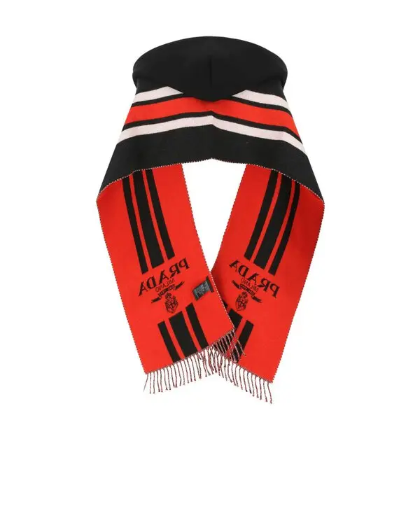 Prada Striped Logo Scarf