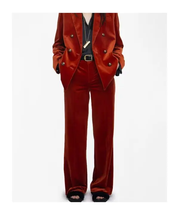 Zadig&Voltaire Wide-leg Velvet Trousers - Red