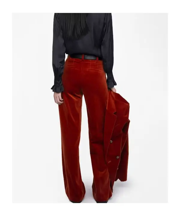 Zadig&Voltaire Wide-leg Velvet Trousers - Red