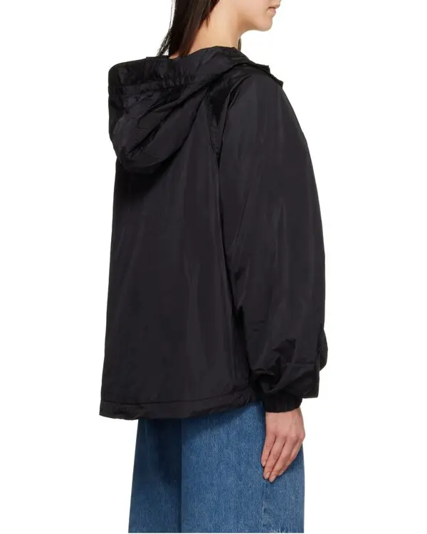 GANNI Hooded Long Sleeve Jacket With Graphic Detail - Black