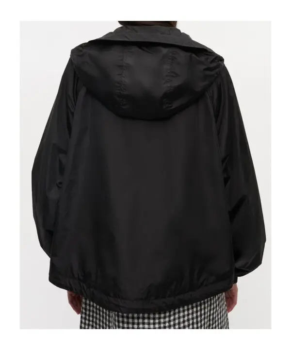 GANNI Hooded Long Sleeve Jacket With Graphic Detail - Black