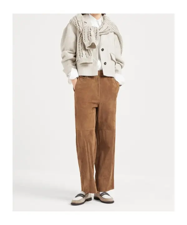 Brunello Cucinelli Leather Chino Trousers