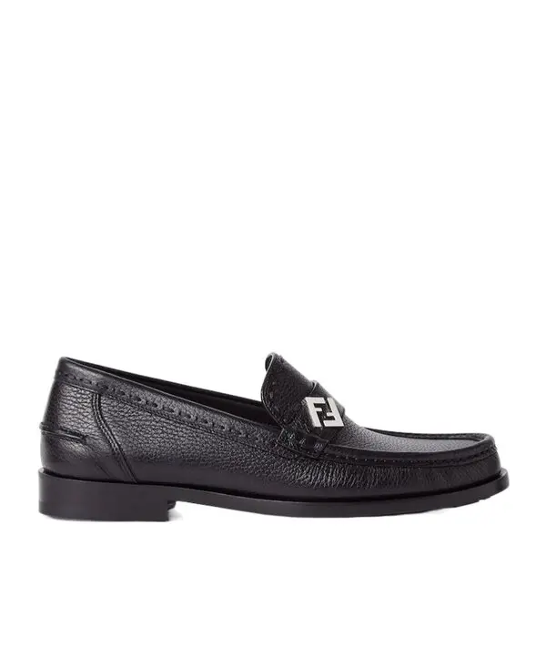 Fendi Selleria Loafers With Ff Motif - Black
