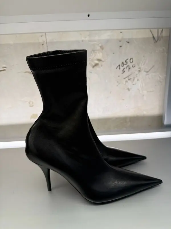 Balenciaga Avenue Heeled Ankle Boots - Black