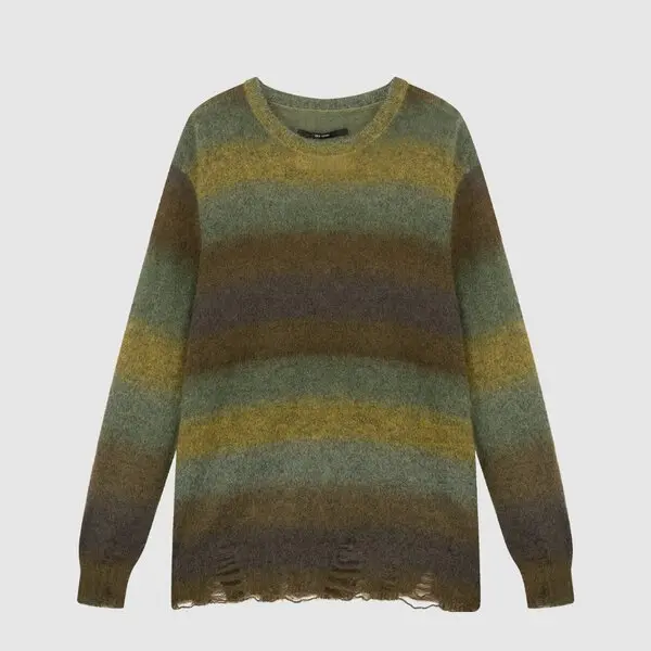 SONG FOR THE MUTE Distressed Striped Oversized Jumper