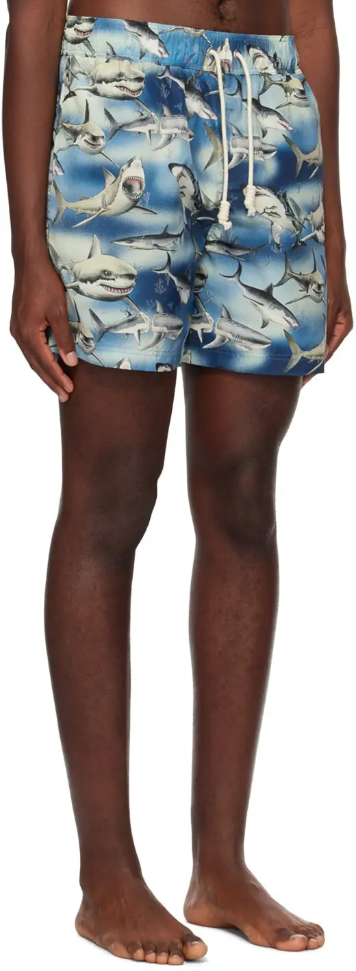 Palm Angels Shark Print Drawstring Swim Shorts