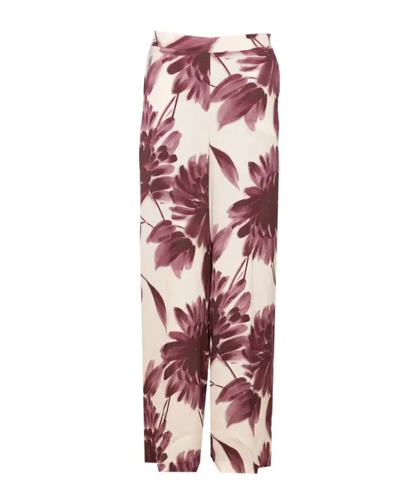 TWINSET Floral Printed Wide Trousers - Red