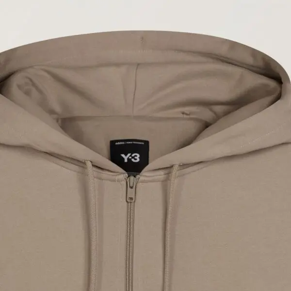 Y3 Zip-up Drawstring Hoodie - Light Brown