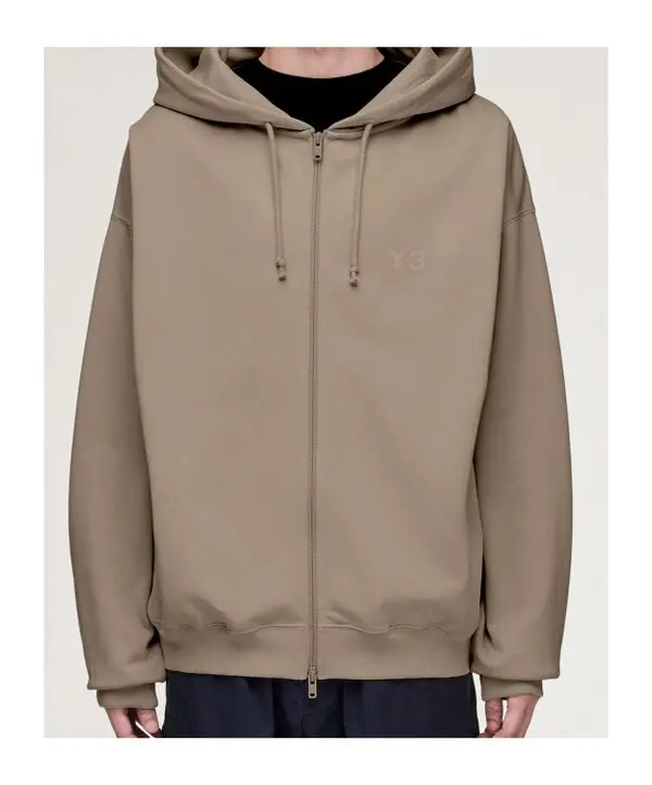 Y3 Zip-up Drawstring Hoodie - Light Brown