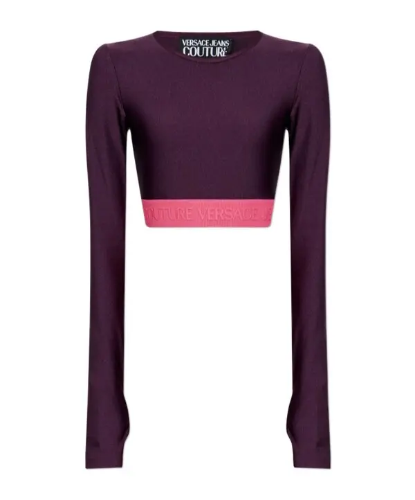 Versace Logo Band Cropped Top - Red