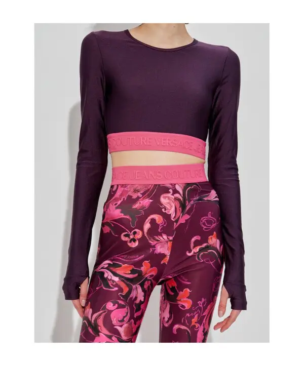 Versace Logo Band Cropped Top - Red