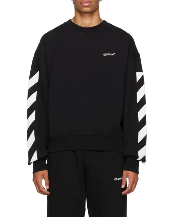 Off-White Diagonal Helvetica Long Sleeve Sweatshirt - Black