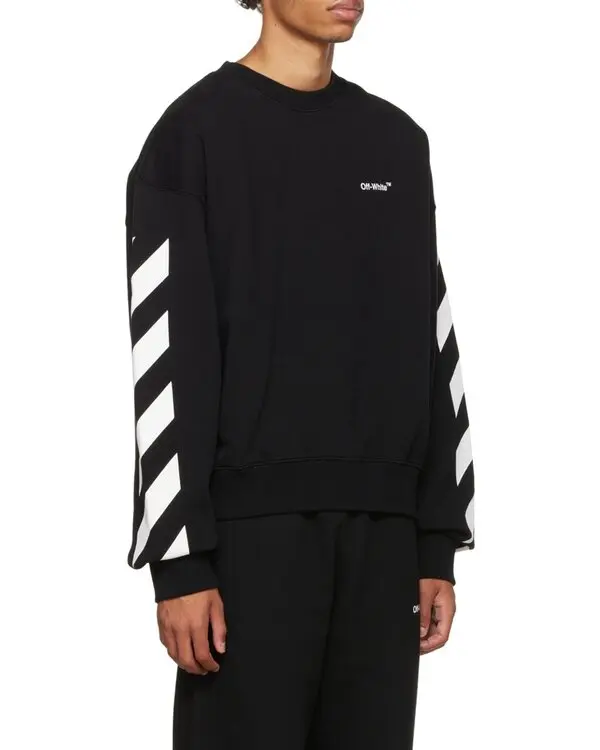 Off-White Diagonal Helvetica Long Sleeve Sweatshirt - Black