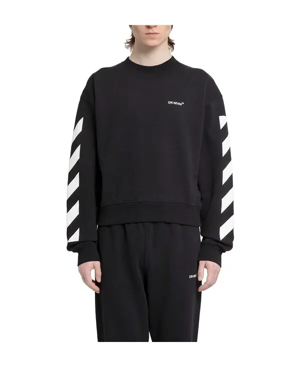 Off-White Diagonal Helvetica Long Sleeve Sweatshirt - Black