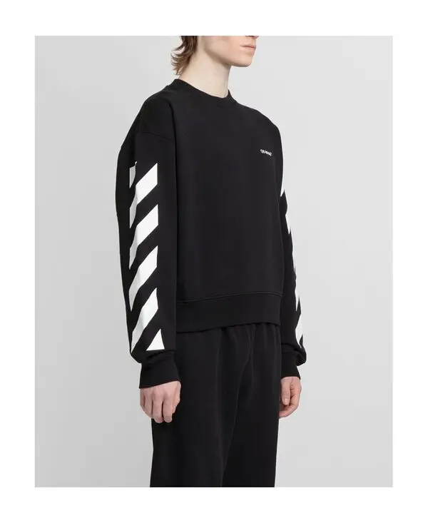 Off-White Diagonal Helvetica Long Sleeve Sweatshirt - Black