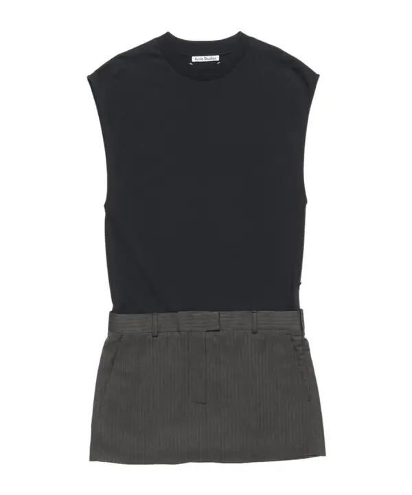 Acne Studios Cotton Panelled Mini Dress - Black