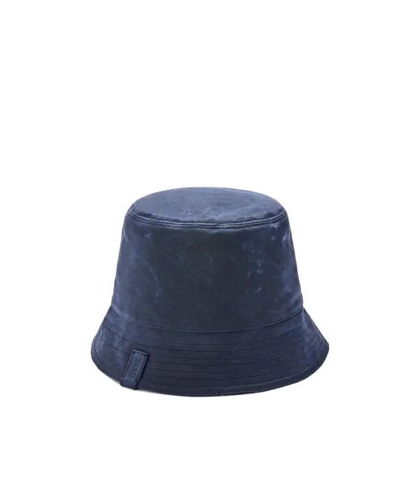 Loewe Reversible Bucket Hat In Waxed Canvas And Tartan - Deep Navy Blue