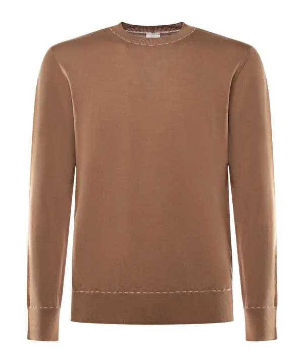 Eleventy Ribbed Virgin Wool Sweater - Brown