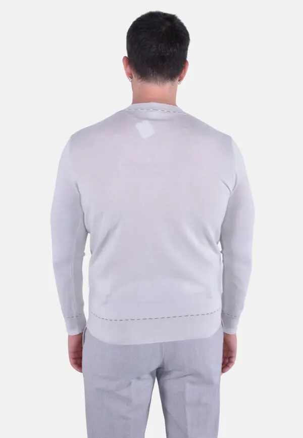 Eleventy Round Neck Long Sleeve Knitted Sweater - White