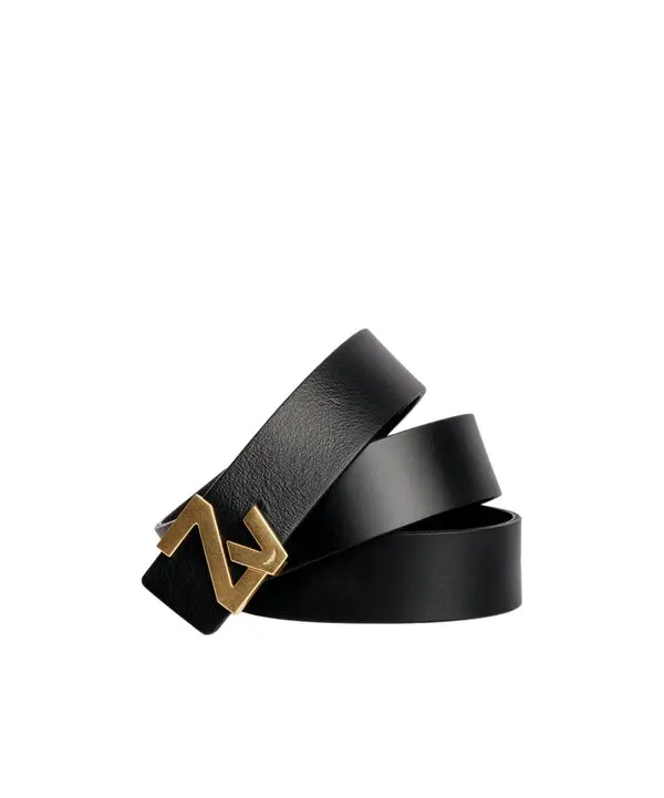 Zadig&Voltaire Logo Plaque Buckle Belt - Black