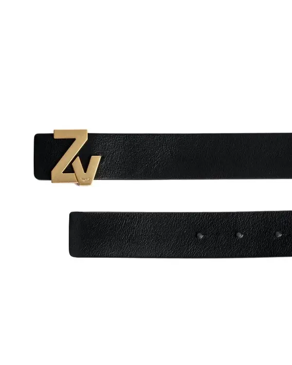 Zadig&Voltaire Logo Plaque Buckle Belt - Black