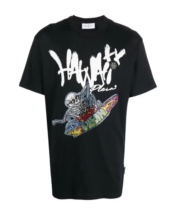 Philipp Plein Hawaii Printed Crewneck T-shirt - Black