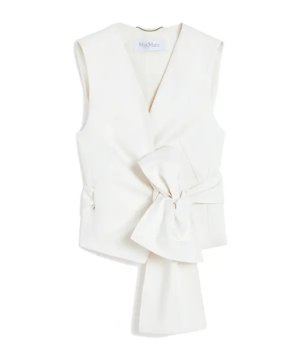Max Mara Bow Detailed Gilet - White