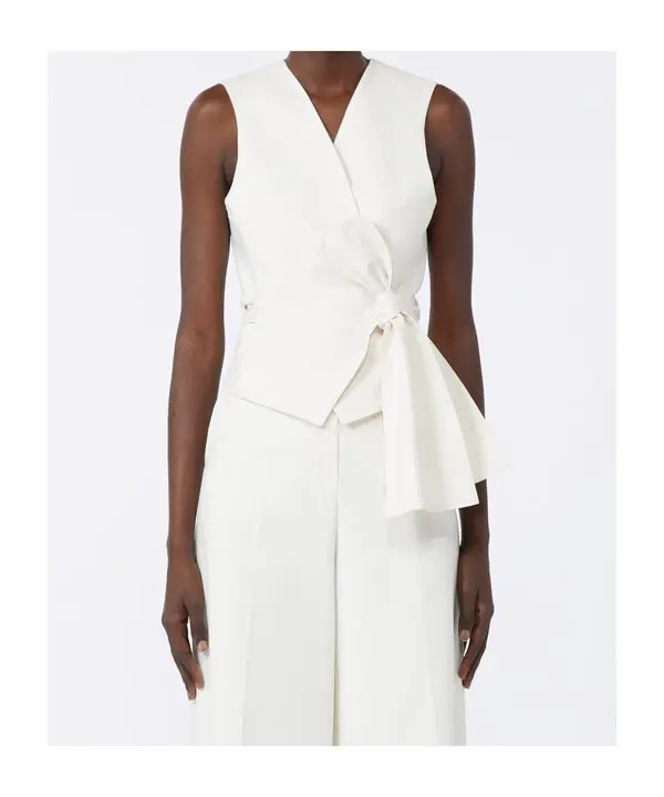 Max Mara Bow Detailed Gilet - White