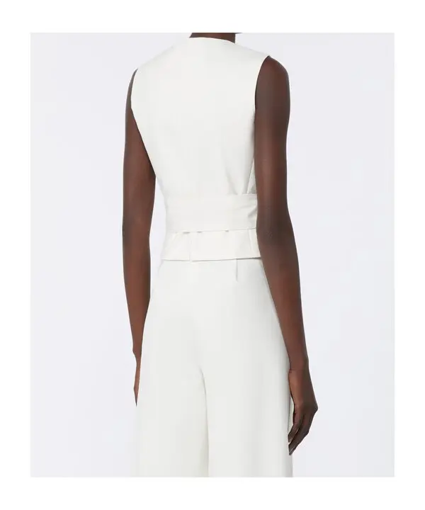 Max Mara Bow Detailed Gilet - White