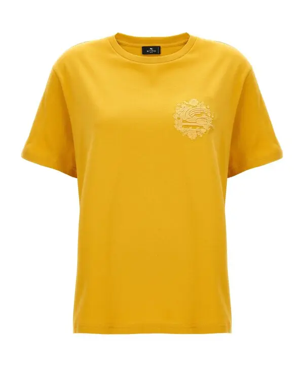 Etro Pegaso Embroidered Crewneck T-shirt - Yellow