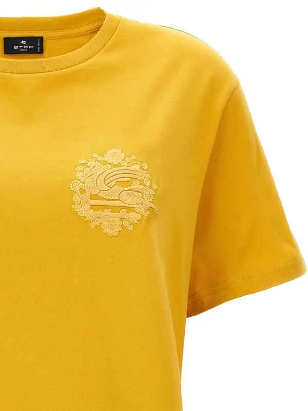 Etro Pegaso Embroidered Crewneck T-shirt - Yellow