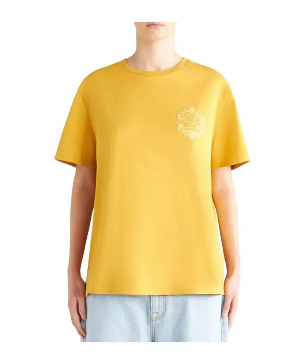 Etro Pegaso Embroidered Crewneck T-shirt - Yellow