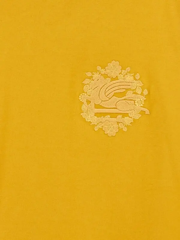Etro Pegaso Embroidered Crewneck T-shirt - Yellow