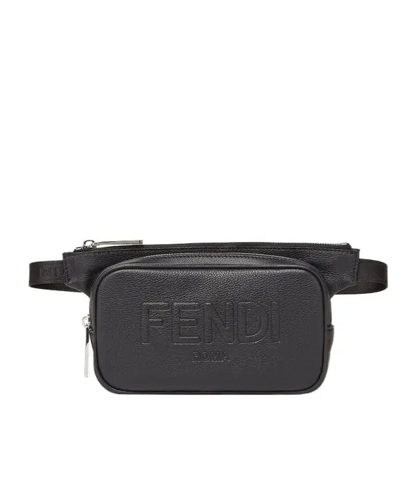 Fendi Logo Embossed Belt Bag - Black
