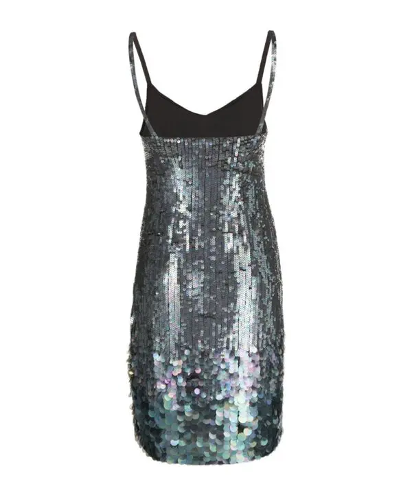 P.a.r.o.s.h Sleeveless Sequin Embellished Mini Dress - Gray