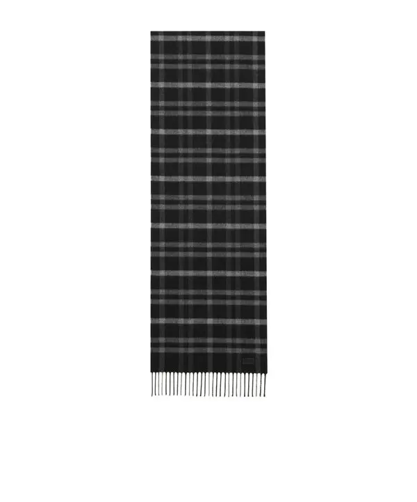 Saint Laurent Tartan Scarf In Silk And Cashmere Jacquard - Black