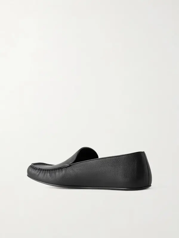 THE ROW Leo Textured Leather Loafers - Black