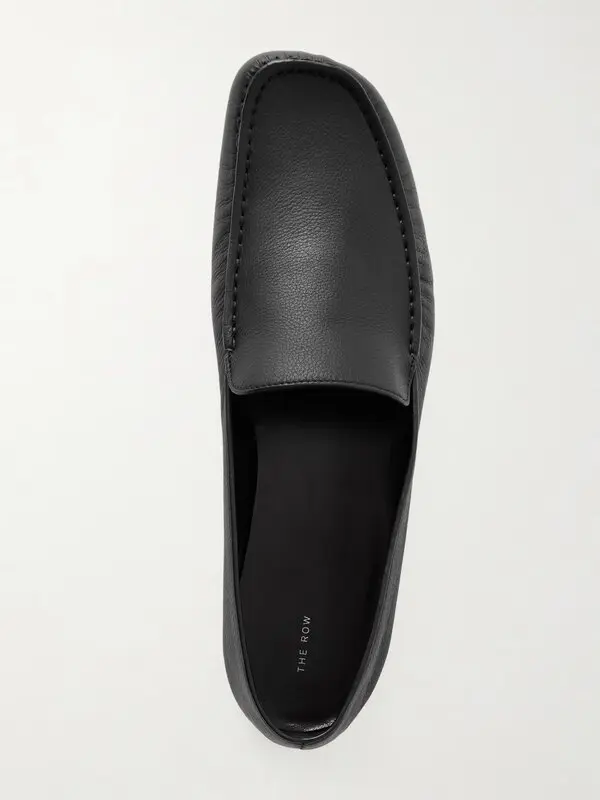 THE ROW Leo Textured Leather Loafers - Black