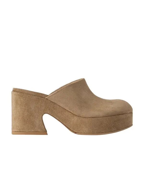 GIANVITO ROSSI 90mm Suede Platform Mules - Brown