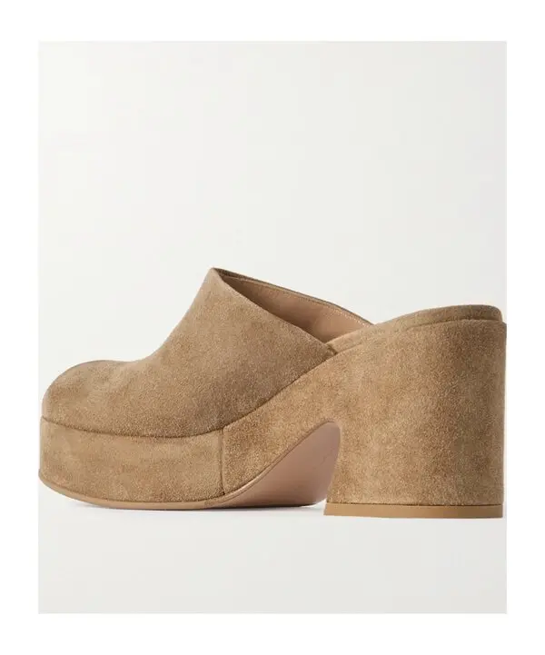 GIANVITO ROSSI 90mm Suede Platform Mules - Brown