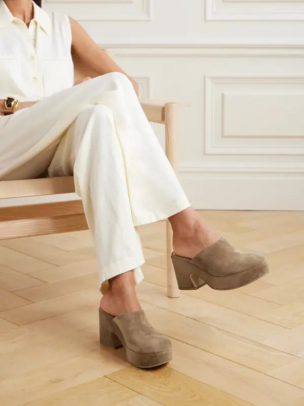 GIANVITO ROSSI 90mm Suede Platform Mules - Brown