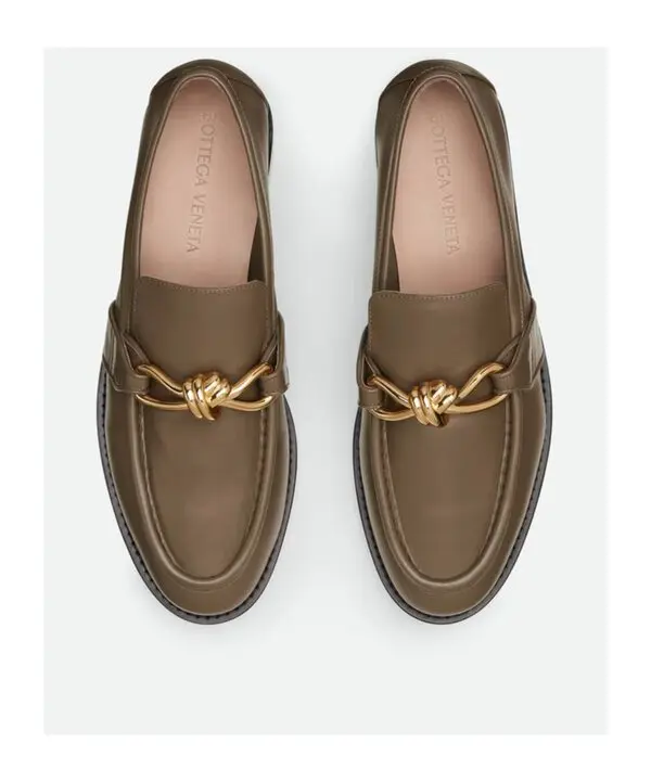Bottega Veneta Astaire Loafers With Knot Detailing - Pine Cones