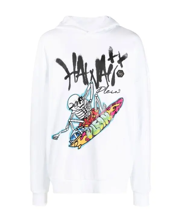 Philipp Plein Graphic Print Hoodie - White
