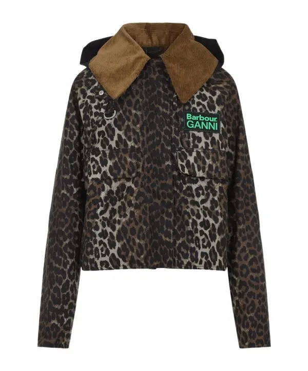 Barbour X Ganni Leopard Print Jacket - Black