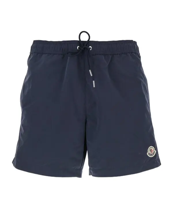Moncler Logo Patch Drawstring Swim Shorts - Blue