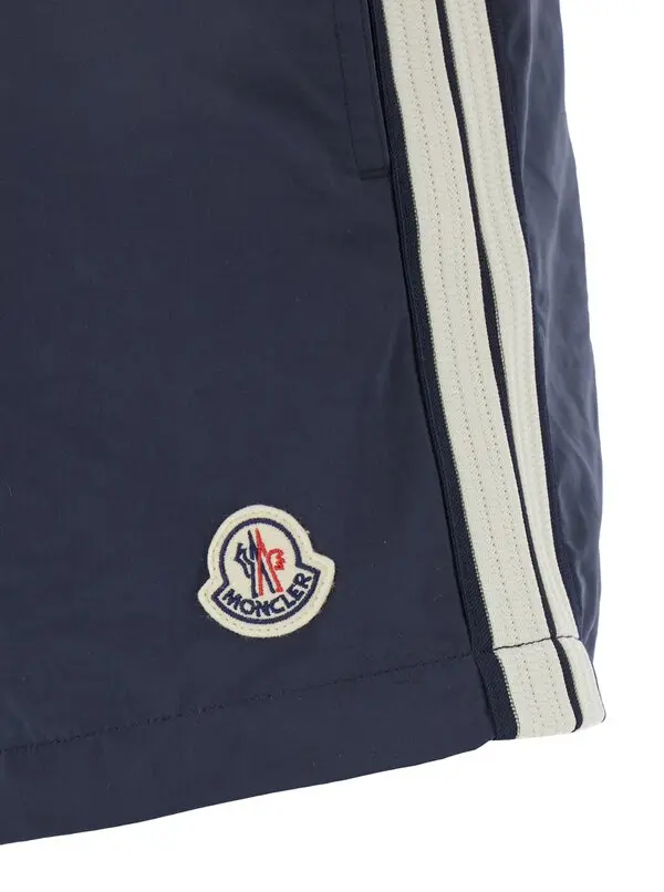 Moncler Logo Patch Drawstring Swim Shorts - Blue