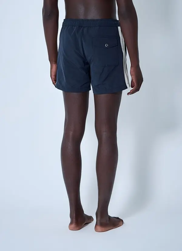 Moncler Logo Patch Drawstring Swim Shorts - Blue