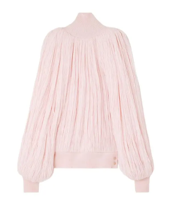 Alaïa Fringed Turtleneck Sweater - Pink