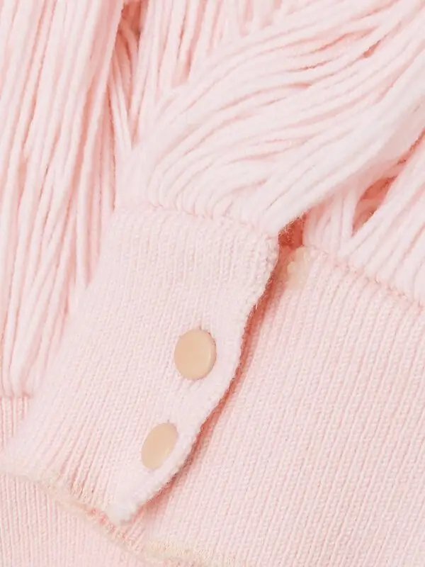 Alaïa Fringed Turtleneck Sweater - Pink