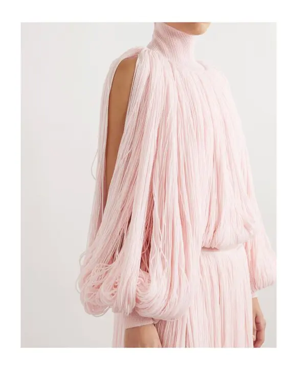 Alaïa Fringed Turtleneck Sweater - Pink